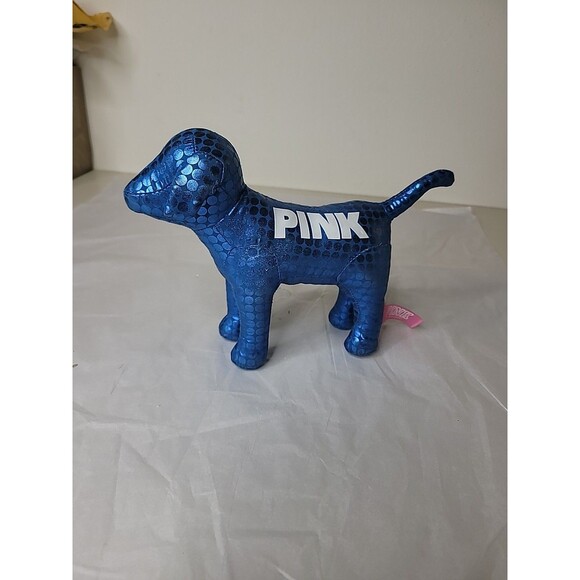 Toys | Pink Victorias Secret Logo Blue Metallic Polka Dot Mini Plush ...